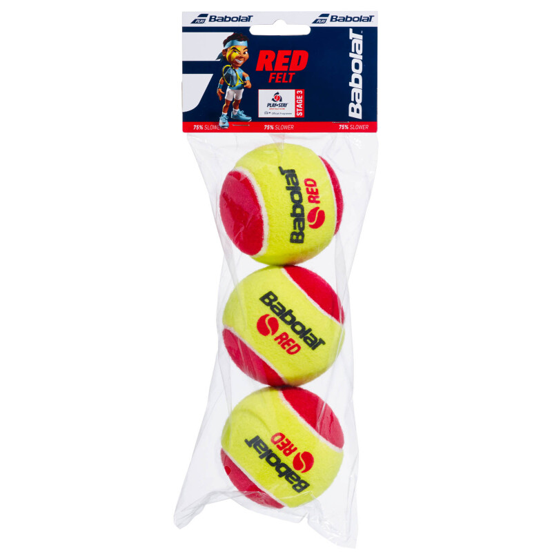 Babolat Red Felt X3 Kids Tennisball - 3er Pack - Kinderball Red Court